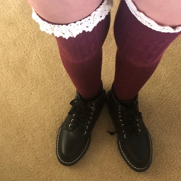Tilly's | Accessories | Kneethigh High Ruffle Socks Redmaroon | Poshmark